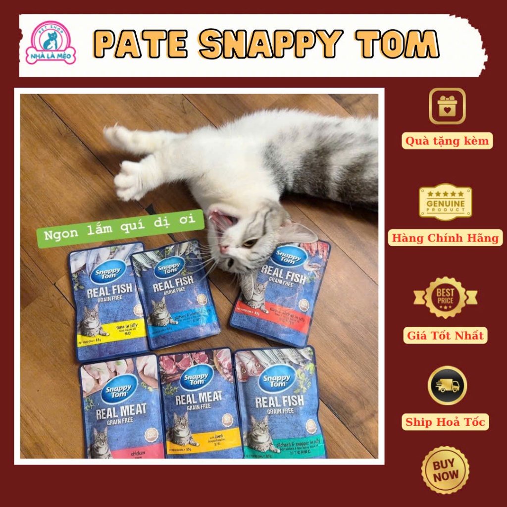 Pate Snappy Tom 100% Thịt Cho Mèo - Gói 85G - 6 Vị | Shopee Việt Nam