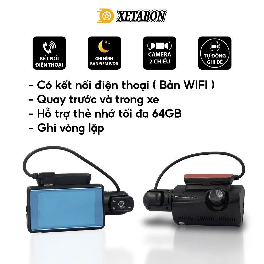 Camera hành trình Taxi 2 mắt Trong xe và trước xe Kết nối WIFI XEM TRÊN ...
