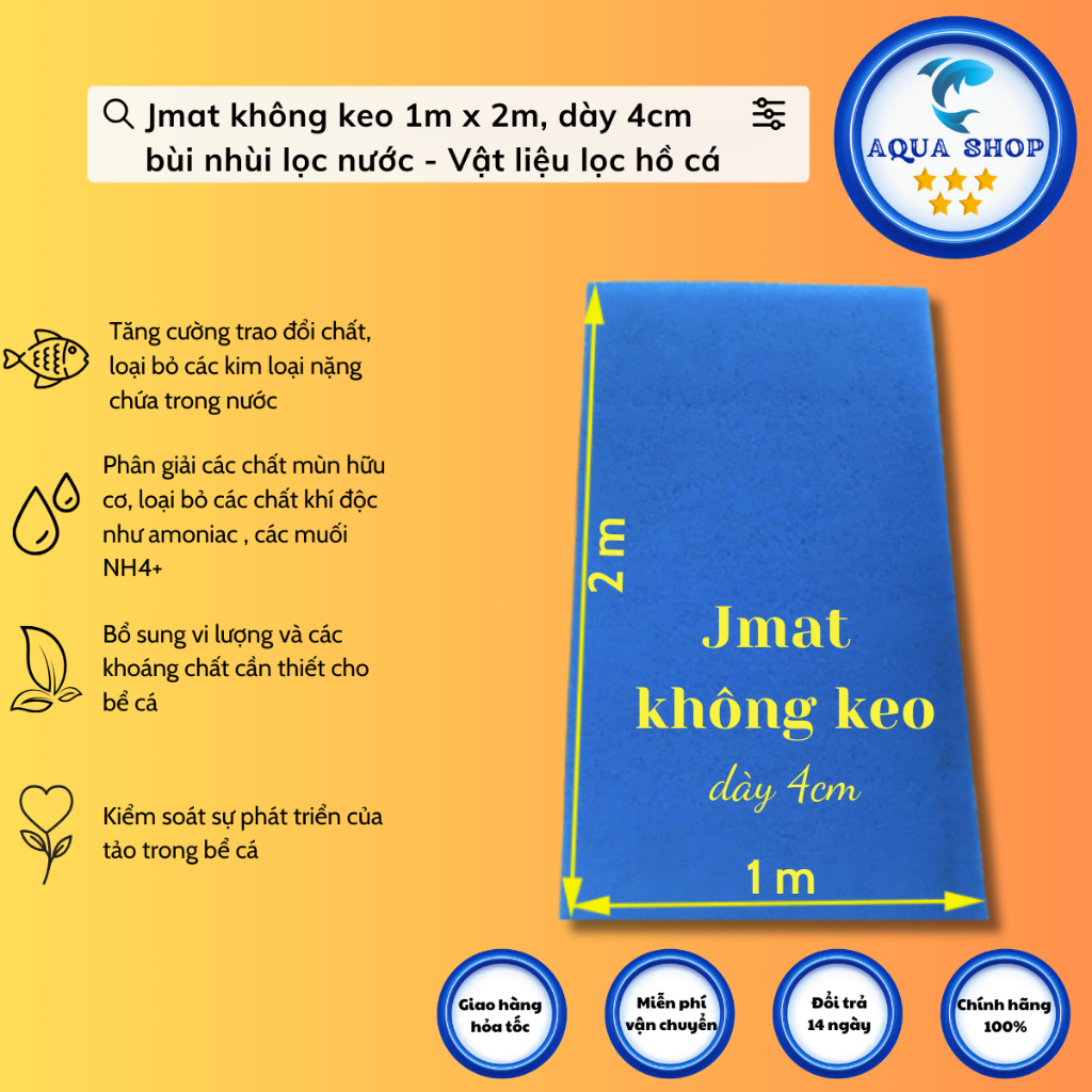 Jmat không keo 1m x 2m, dày 4cm bùi nhùi lọc nước - Vật liệu lọc hồ cá | Shopee Việt Nam