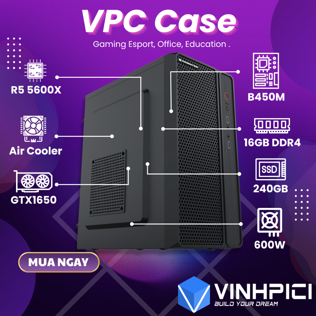 Bộ máy tính VPC Combo (R5 5600X+AM4+32GB/ GTX1650/240GB/ 600W) | Shopee ...