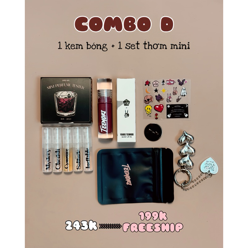 ( bản mới ) COMBO D : 1 son kem bóng Yours Teemori + 1 set 5 chai nước ...