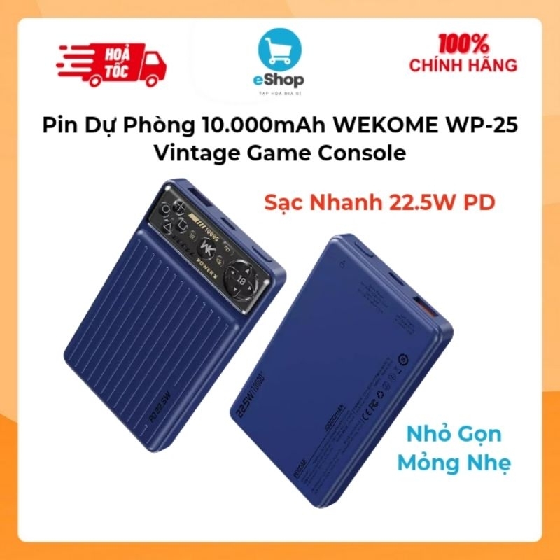 Pin Dự Phòng 10.000mAh WEKOME WP-25 Sạc Nhanh PD 22.5W - Kiểu Dáng ...