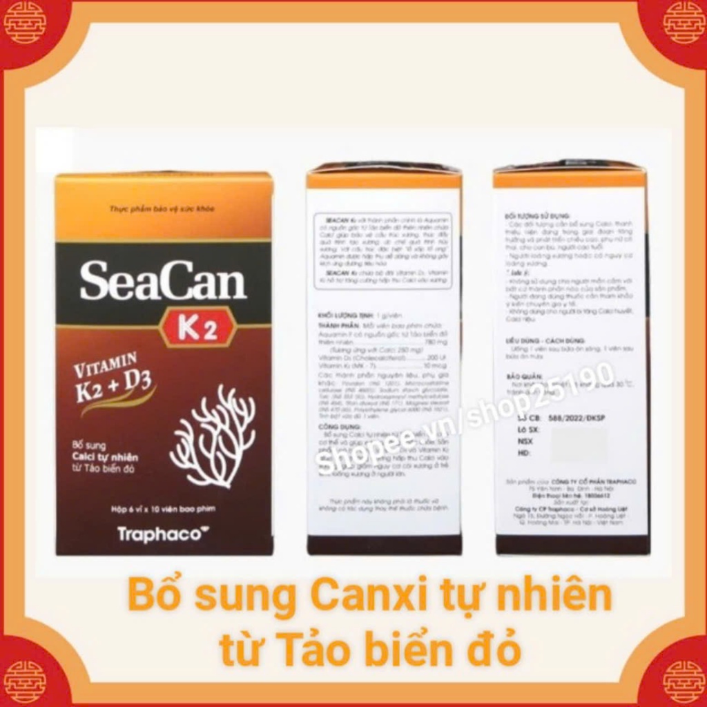 Canxi SeaCan K2 của Traphaco bổ Sung Canxi Tự Nhiên Từ Tảo Biển Đỏ ...