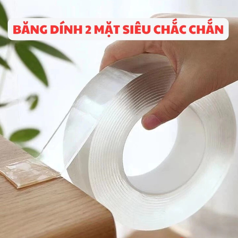 Băng Keo Hai Mặt Siêu Dính 3CM Dài 3M Chất Liệu Nano Trong Suốt Siêu ...