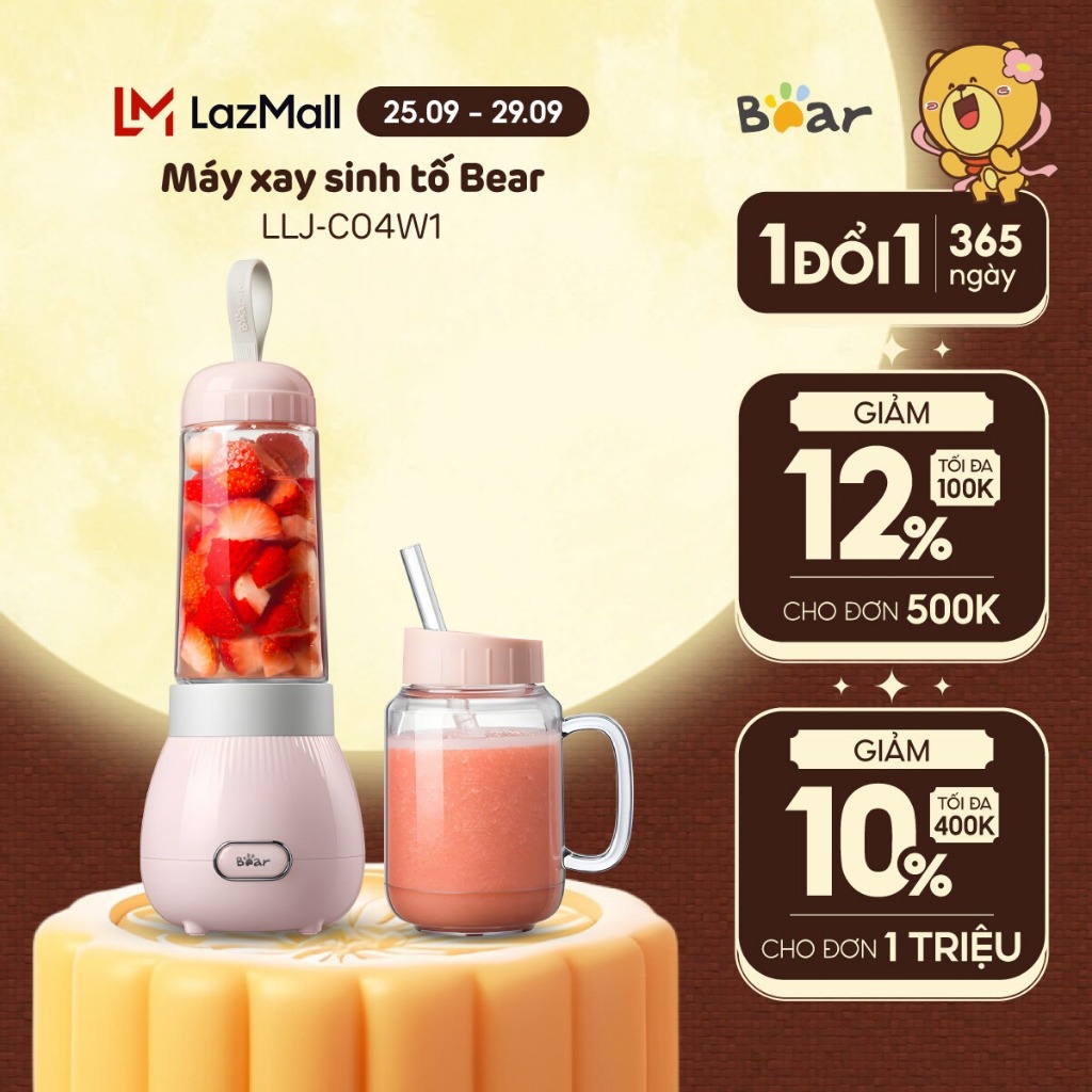 Máy Xay Sinh Tố Cầm Tay Mini Bear LLJ-C04W1 CS 150W, 2 Cối Xay Đá Viên Nhỏ- Hàng Chính Hãng ...
