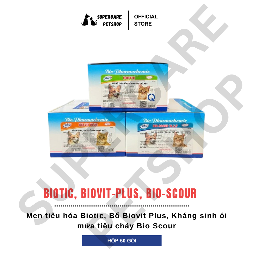 Hộp 50 gói thuốc bột hòa tan các loại Biotic, Bio vit plus, Bio scour ...