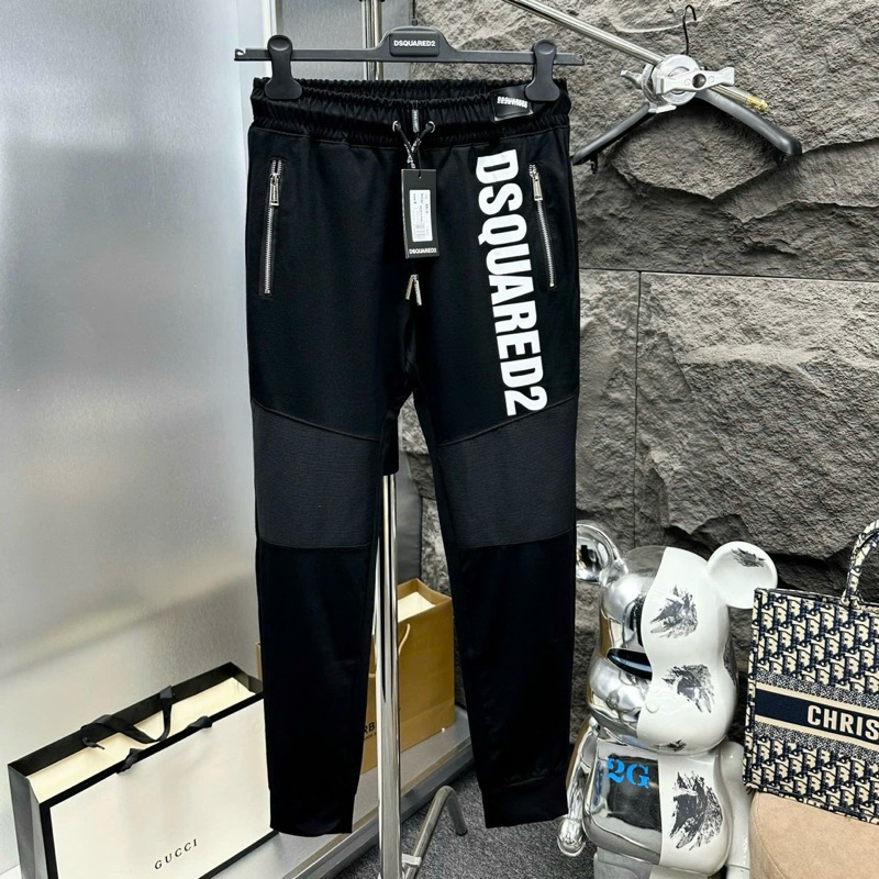 Quần jogger dài nam DSQ nỉ umi in chữ Dsq2 dọc đùi túi khoá phối gối Hình Phản quang Phong Cách ...