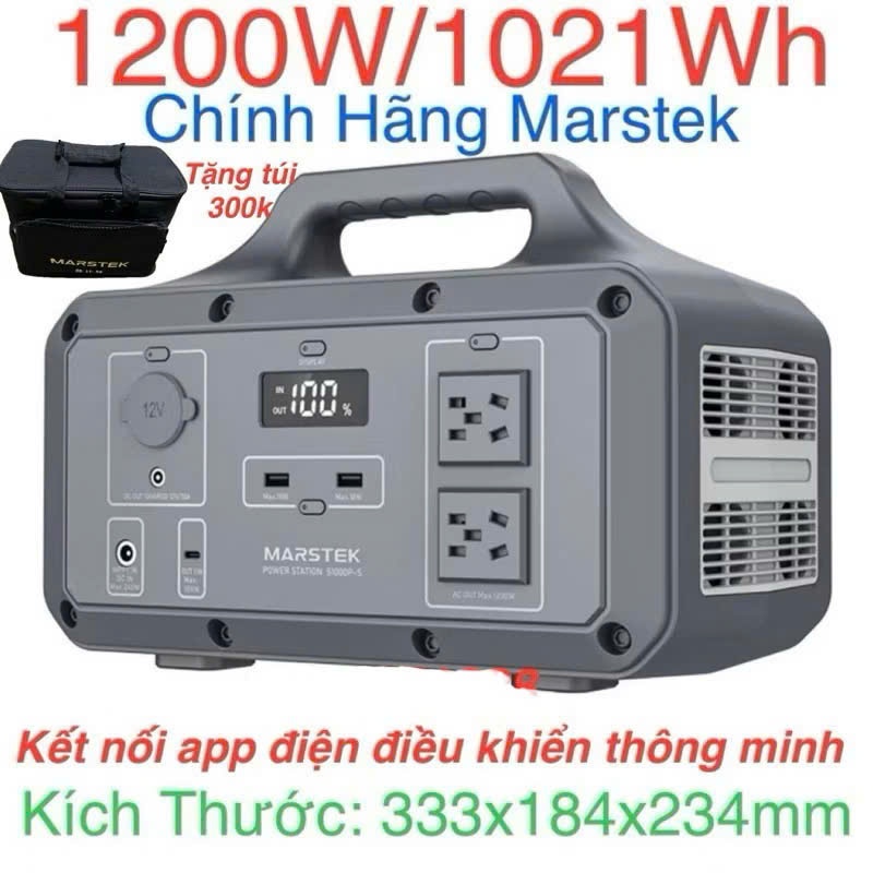 Trạm tích điện di động 1200W, 500W An Toàn Chính Hãng Marstek, Camping, Gia Đình Quạt, Tivi… Bảo ...