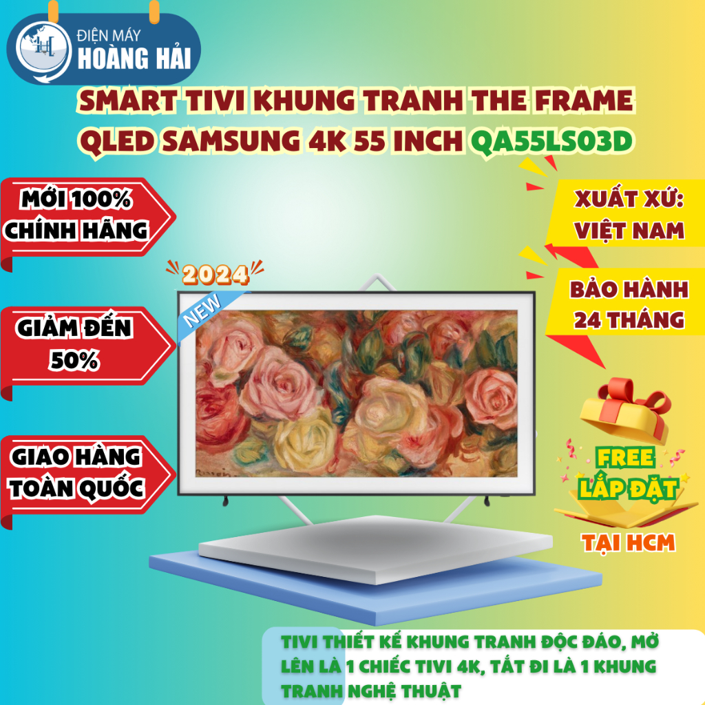 QA55LS03D Smart Tivi Khung Tranh The Frame QLED Samsung 2024 4K 55 Inch QA55LS03DA 55LS03DA ...