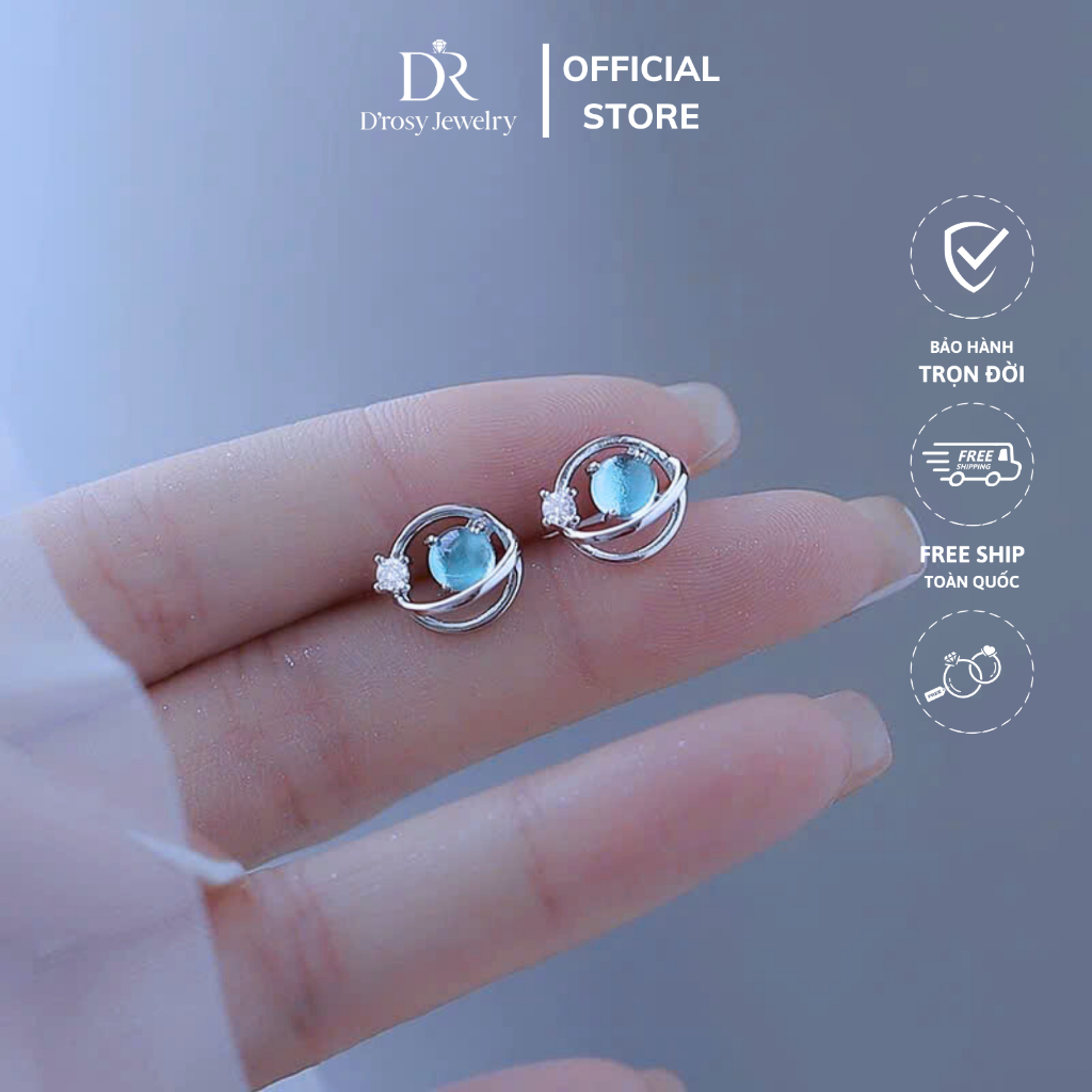 Khuyên tai bạc nữ s925 D'rosy đá Moonstone kiểu dáng mặt trăng xanh D’ROSY JEWELRY KT70 | Shopee ...