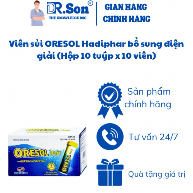 [Chính Hãng] Viên sủi ORESOL Hadiphar bổ sung điện giải (Hộp 10 tuýp x ...