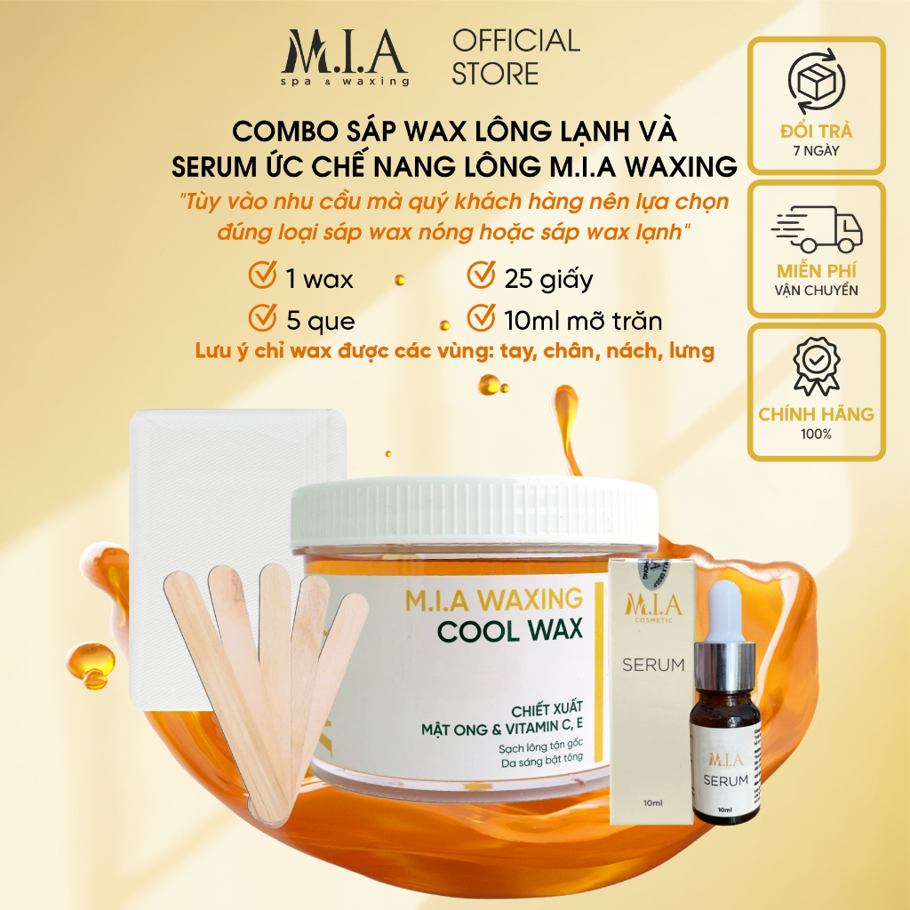 COMBO Sáp Wax Lạnh - Cool Wax M.I.A WAXING 350Gr + 5 Que Gỗ + 25 Giấy ...