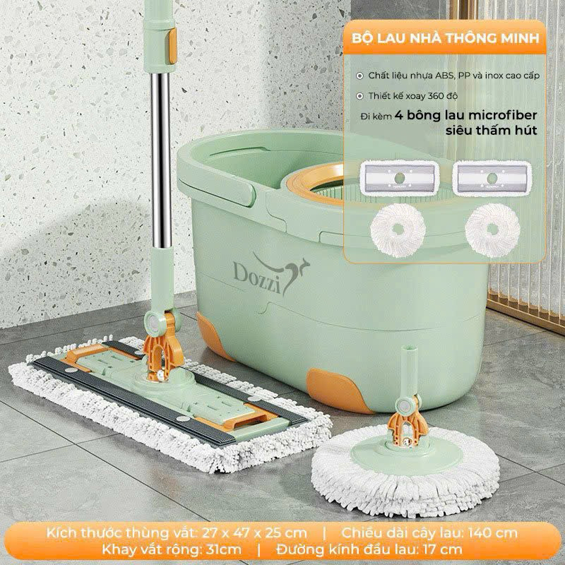 BỘ LAU NHÀ ĐA NĂNG DOZZI DZA336 KÈM 4 BÔNG LAI | Shopee Việt Nam