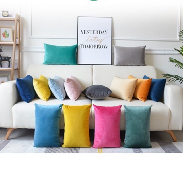 Gối tựa lưng, gối sofa chữ nhật 55cmx40cm vải nhung Hàn, gối ôm, gối ...