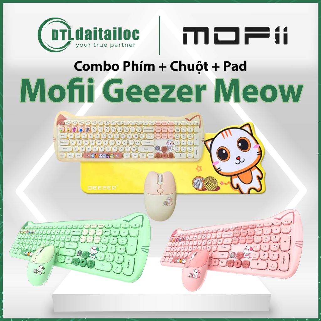 Bàn Phím + Chuột Không Dây + Lót Chuột Mofii Geezer Meow - Hàng Chính ...
