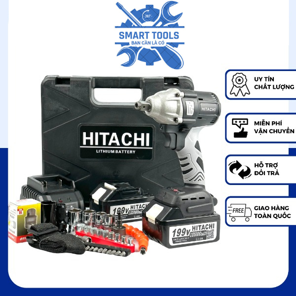 Máy siết bulong Hitachi 199v, Máy bắn bulong Động cơ không chổi than Đầu bulong 2 trong 1 ...