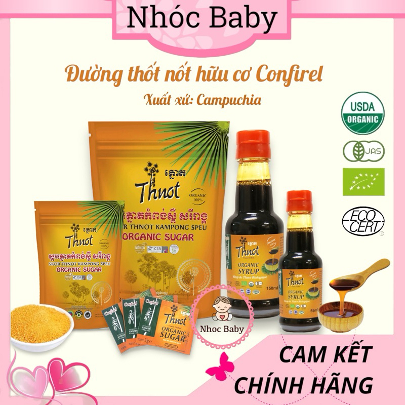 Đường thốt nốt hữu cơ Organic Thnot Confirel Campuchia (hạt mịn/ sirup ...