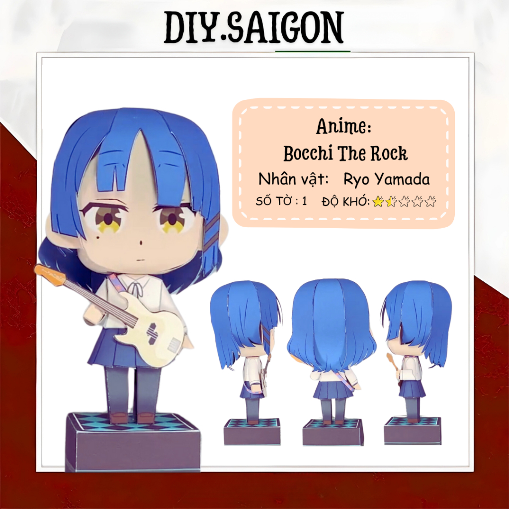[Bocchi The Rock] - Mô hình giấy Anime Chibi Ryo Yamada | Shopee Việt Nam