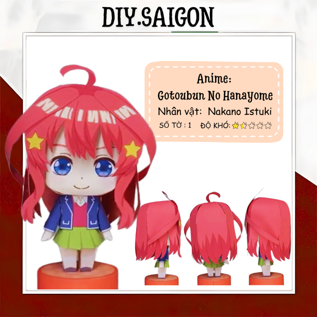 [Gotoubun No Hanayome] - Mô hình giấy Anime Chibi Nakano Itsuki ...