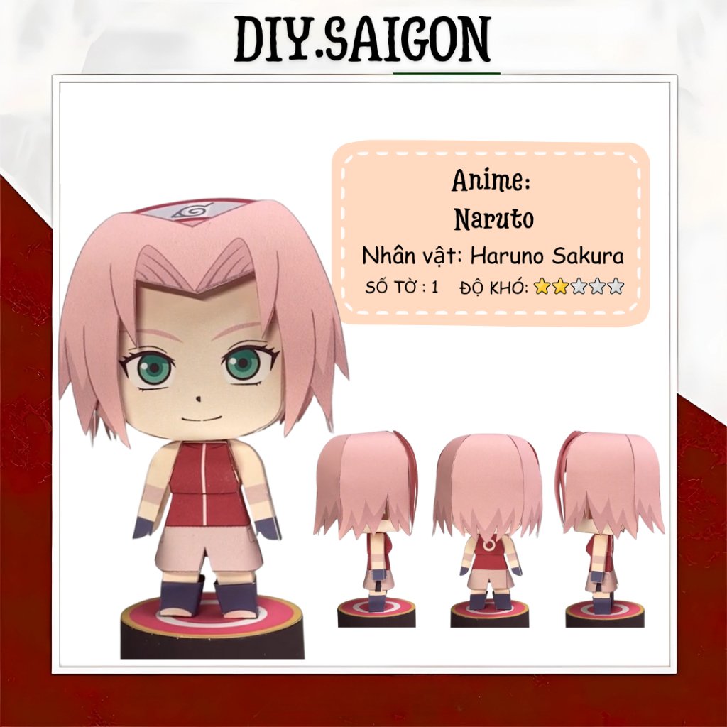 [ Naruto ] - Mô hình giấy Anime Chibi Haruno Sakura | Shopee Việt Nam