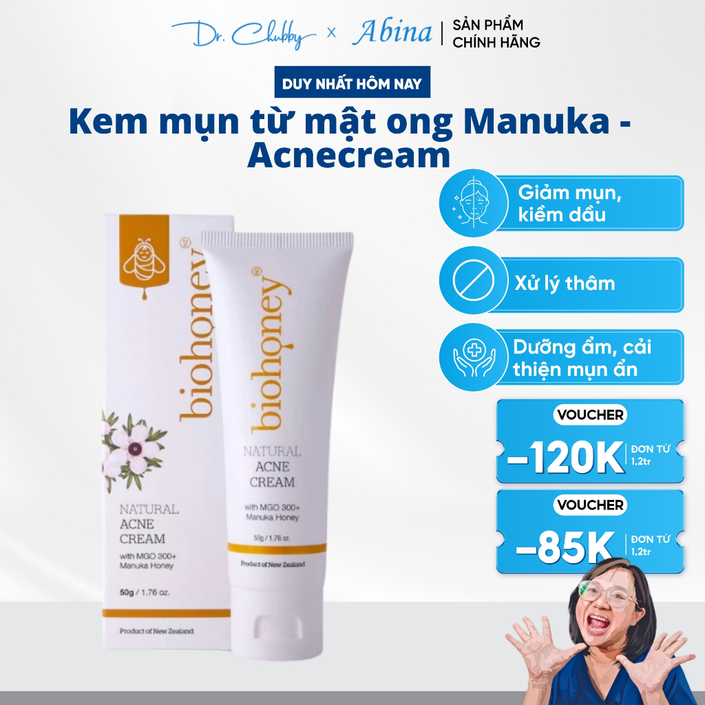 Kem mụn giảm thâm xử lý mụn ẩn từ mật ong Manuka BioHoney Natural Acne ...