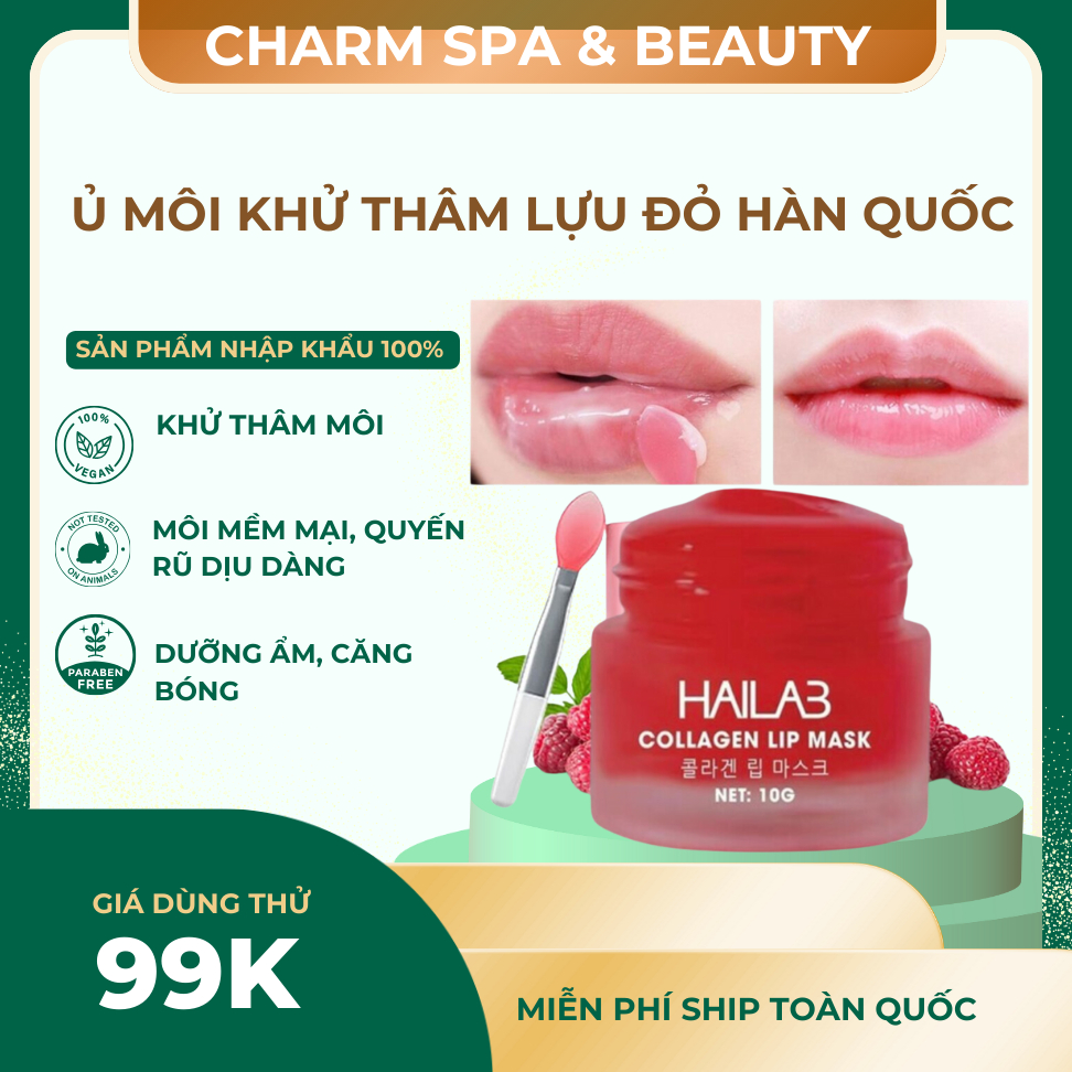 Son dưỡng môi lựu đỏ collagen Hàn Quốc HaiLaB giảm thâm, hồng môi dưỡng ẩm căng mọng 10gr (full ...