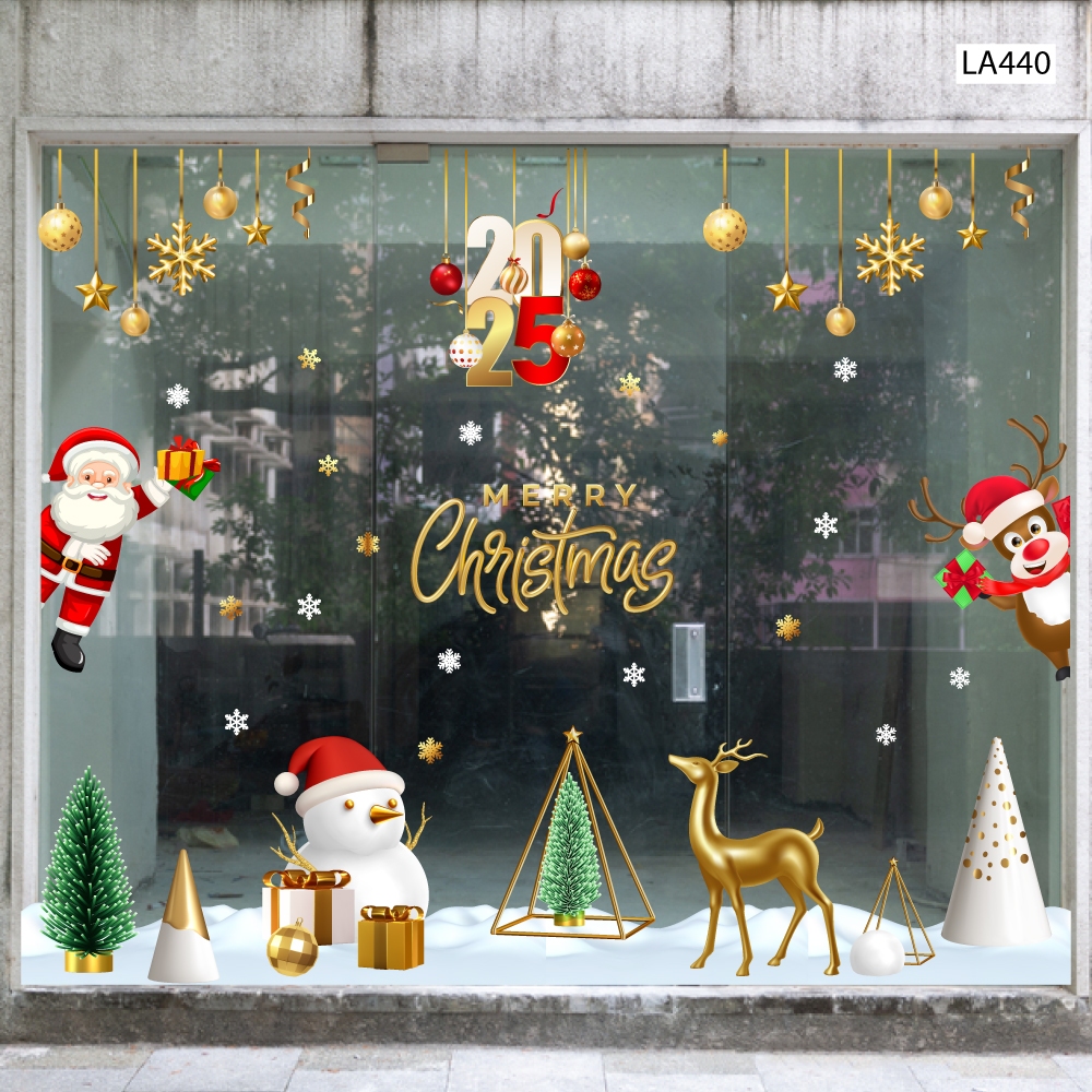 Combo Decal Trang Trí Noel Ông Già Noel Vui Vẻ Và Những Người Bạn Lala ...