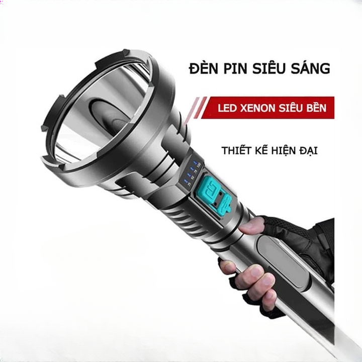 Đèn pin cầm tay L826 siêu sáng pha to có báo dung lượng pin tiện dụng đèn | Shopee Việt Nam