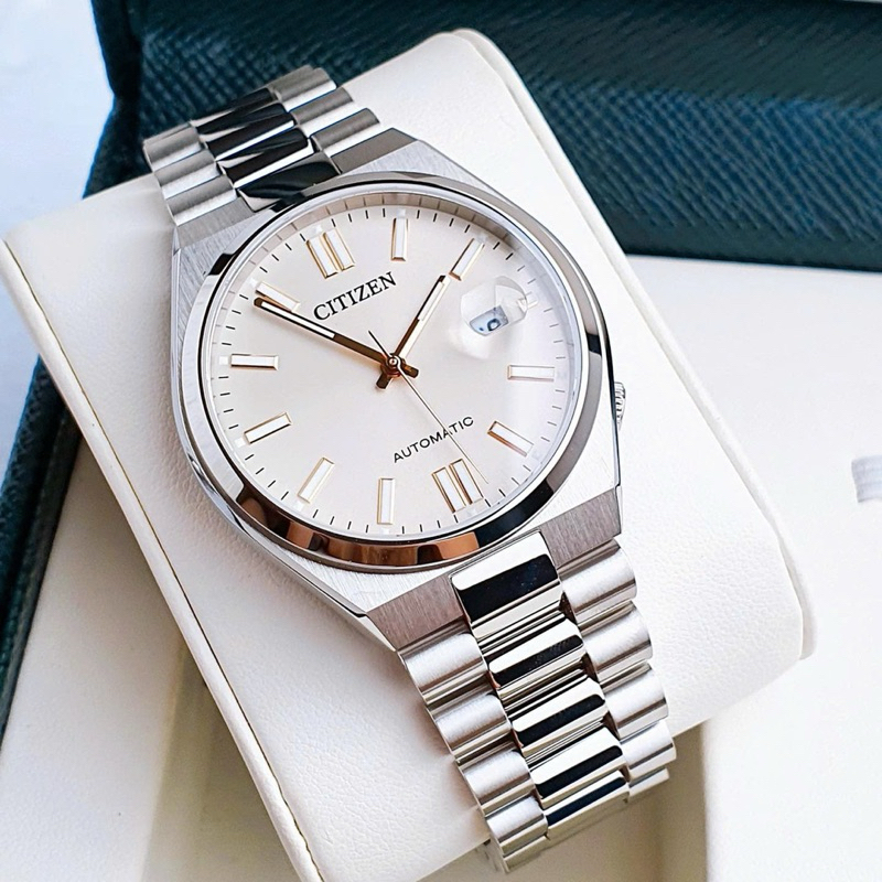 ĐỒNG HỒ NAM CHÍNH HÃNG Citizen NJ0151-88W Automatic Tsuyosa President Dress Watch Trắng Ngà ...