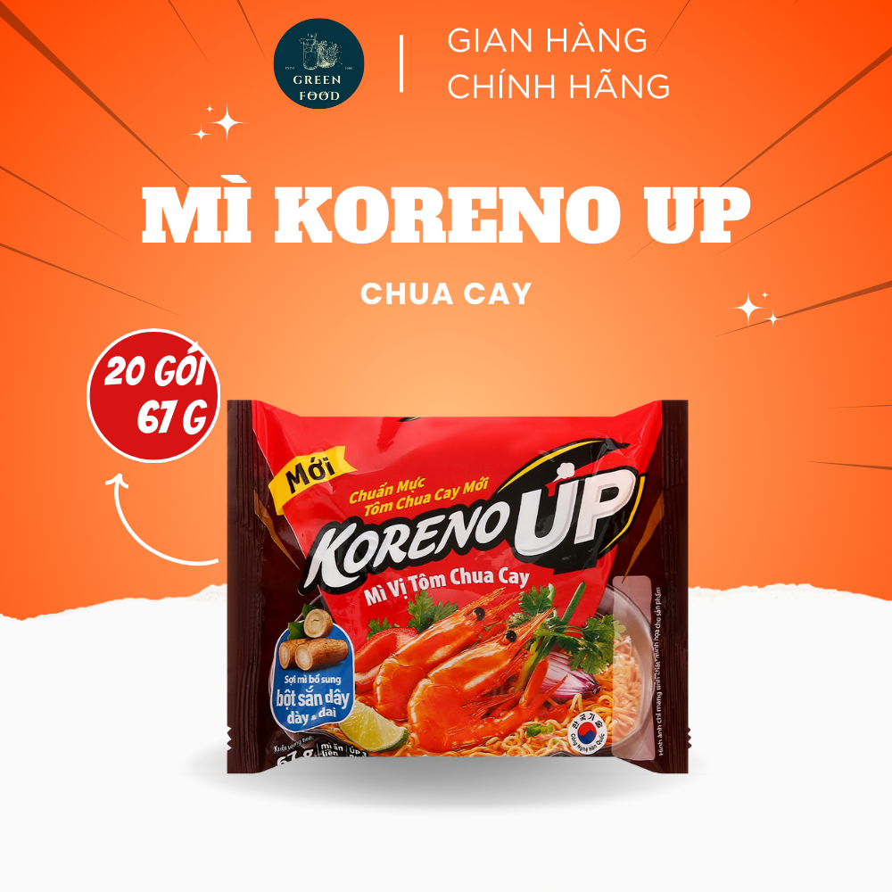 Mì Koreno Up tôm chua cay gói 67gr - Thùng 20 gói x 67g | Shopee Việt Nam