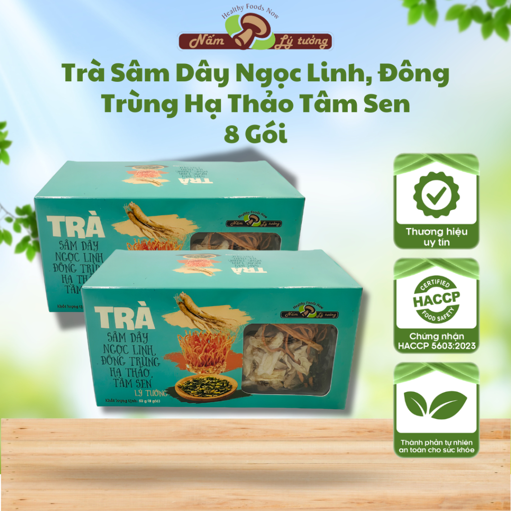 Trà Sâm Dây Ngọc Linh, Đông Trùng Hạ Thảo, Tâm Sen 55g, Hộp Trà Gồm 8 ...