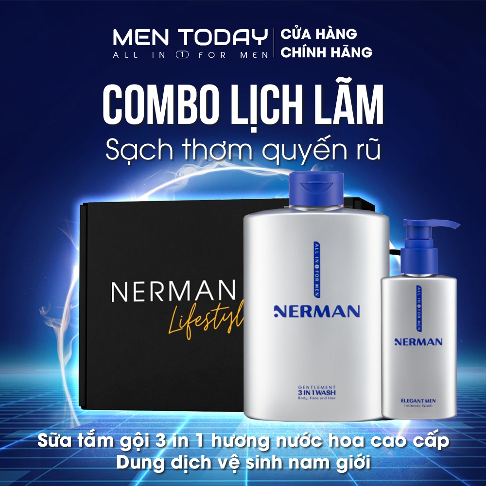 Combo sữa tắm nam 3in1 Nerman 350ml và dung dịch vệ sinh nam Nerman ...