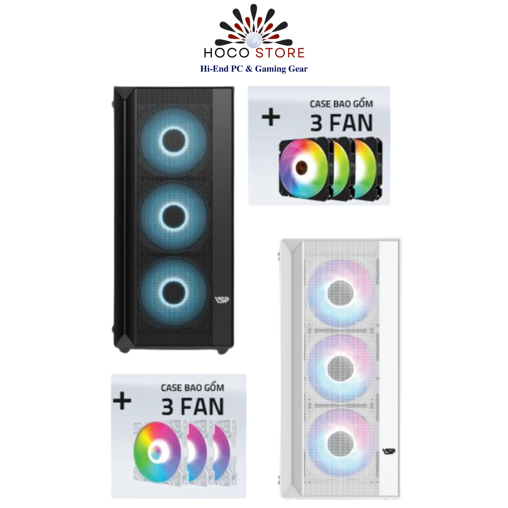VỎ CASE MÁY TÍNH VSP GAMING V3 kèm 3 Fan Led (ATX) l Hoco Store PC | Shopee Việt Nam