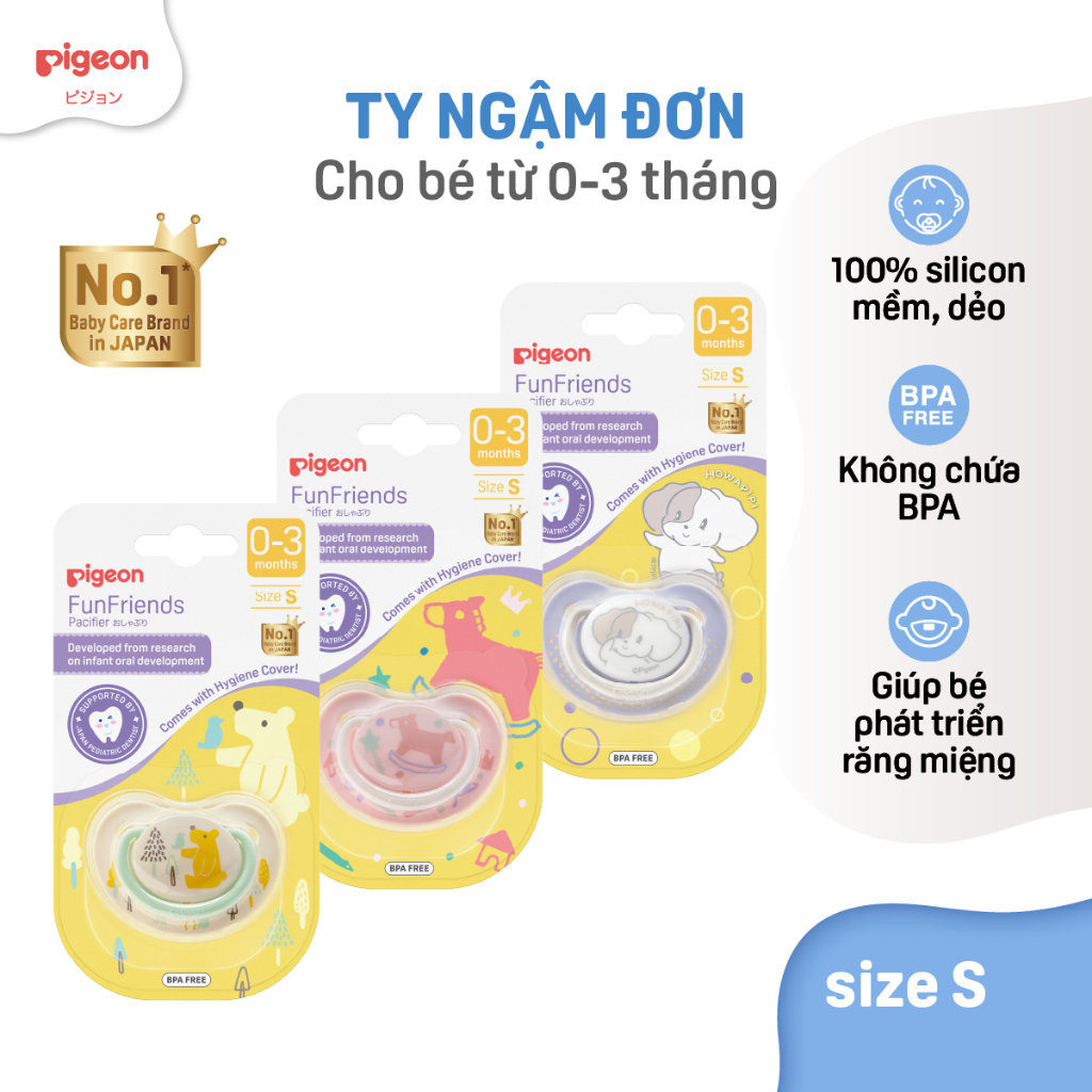 Ty ngậm đơn Funfriends Pigeon nhiều hoạ tiết - Size ( S/M/L) - Phiên bản mới 2024 | Shopee Việt Nam
