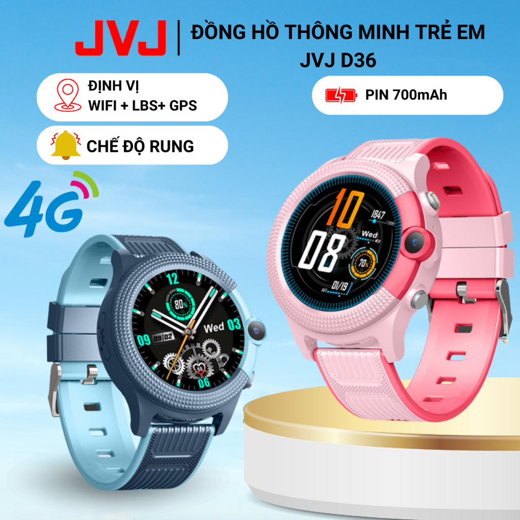 Đồng hồ thông minh trẻ em JVJ D36, Lắp sim nghe gọi 2 chiều, Video Call ...