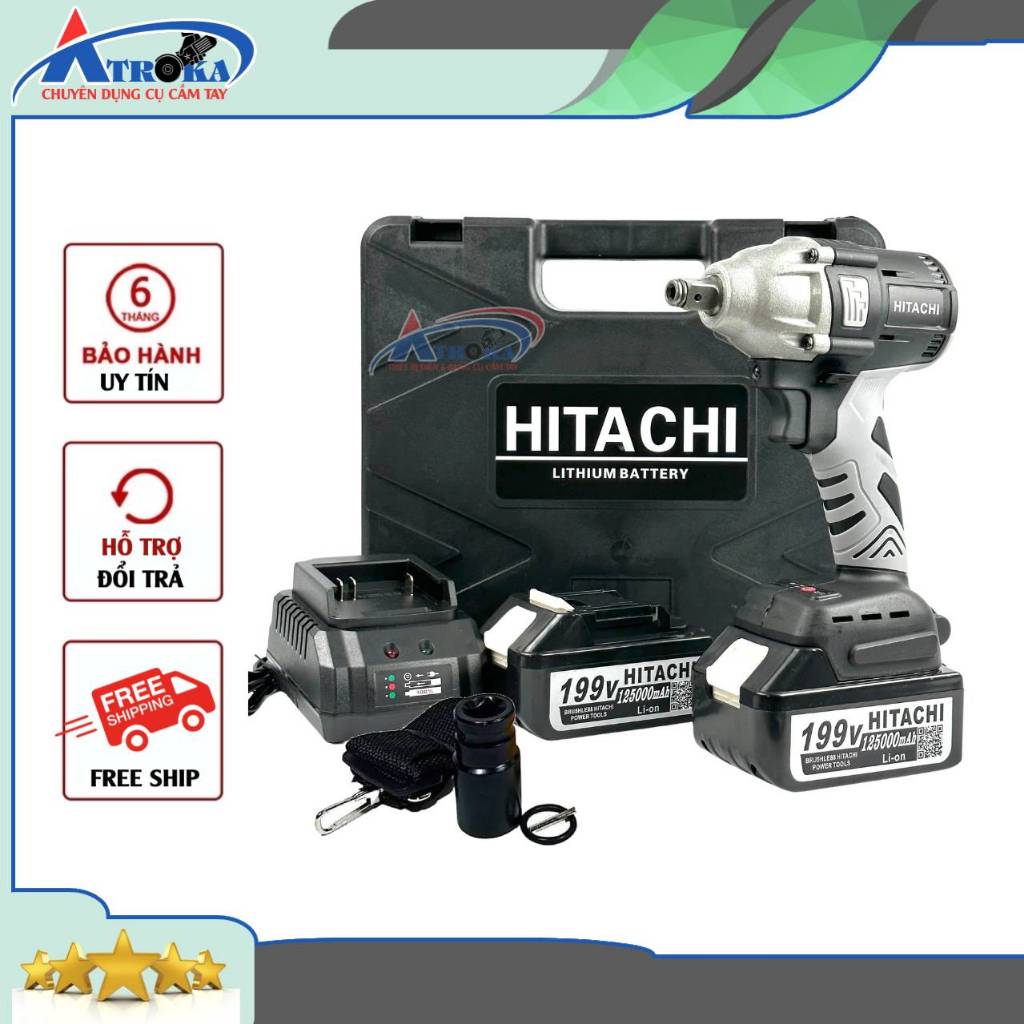 Máy siết bulong Hitachi 199v, Máy bắn bulong Động cơ không chổi than Đầu bulong 2 trong 1 ...