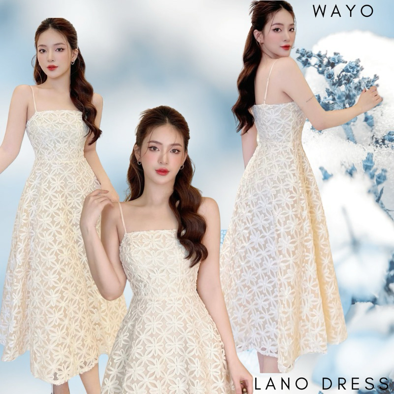 [Lano Dress] Đầm WAYO thiết kế 2 dây ren thêu hoa nổi dự tiệc sang ...