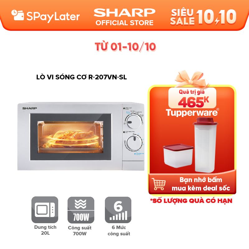 Lò Vi Sóng Cơ R-207VN-SL/R-209VN-SK [700W, 6 Mức Công Suất, Hẹn giờ 30p] - Hàng Chính Hãng Bảo ...