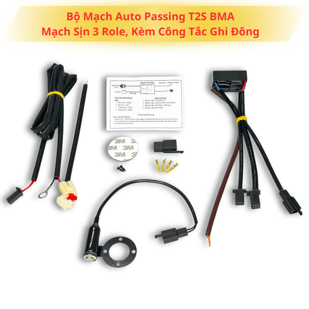 Bộ Mạch Auto Passing Cho Đèn Trợ Sáng T2S BMA, Mạch Sịn 3 Role, Kèm Công Tắc Ghi Đông - Phụ Kiện ...