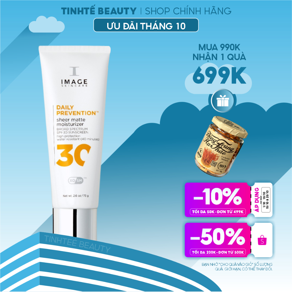 Kem chống nắng chống oxy hóa Image Skincare DAILY PREVENTION sheer matte moisturizer SPF 30 7g ...