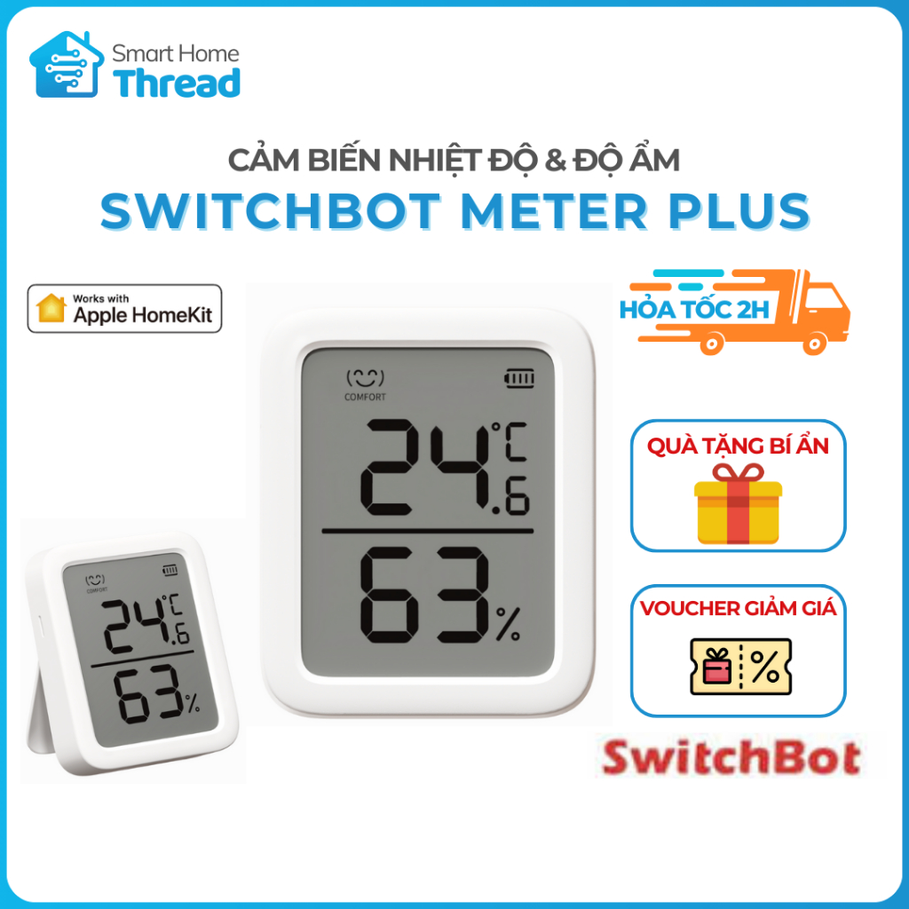 SwitchBot Meter Plus - Cảm biến Nhiệt độ & Độ ẩm, màn hình LCD, đo năng lượng thông minh ...