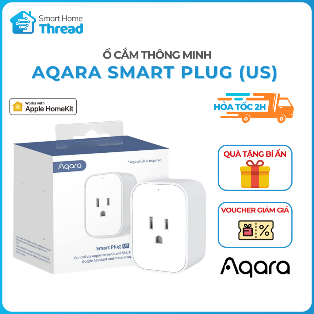 Ổ cắm thông minh Aqara Smart Plug - Chuẩn US. chân dẹp, tương thích Apple HomeKit - Quốc tế SP ...