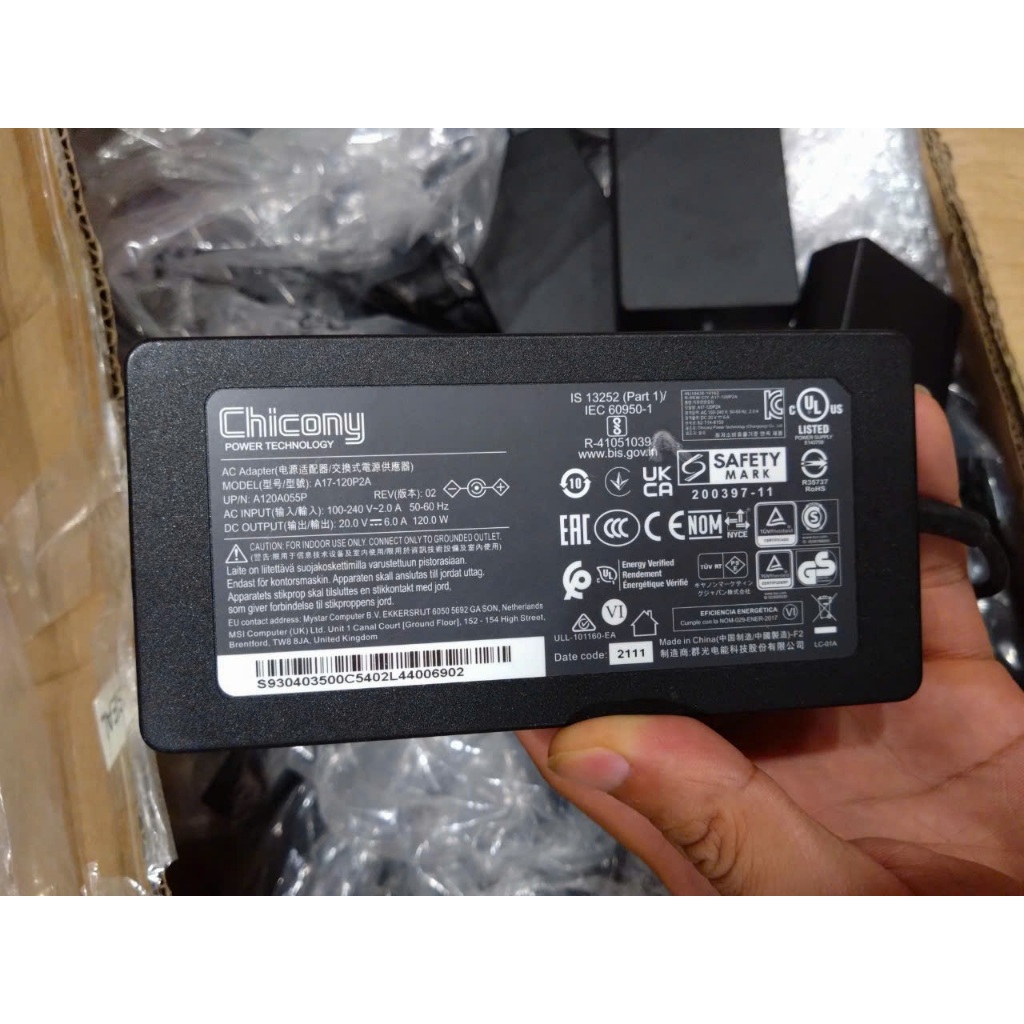 Sạc dành cho (Adapter for) Laptop MSI GF63 Thin 11SC/GTX1650 Max-Q A17 ...