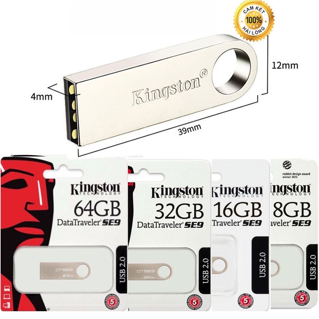 USB Kington SE9 4GB/8GB/16GB/32GB/64GB-128GB Vỏ Nhôm, Chống Nước, Độ ...
