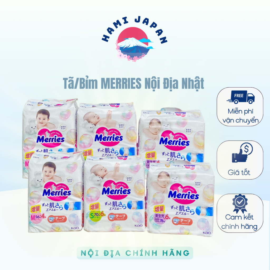 Tã/Bỉm Merries Cộng Miếng Dán/Quần Nội Địa Nhật Bản Nhiều Size | Shopee ...