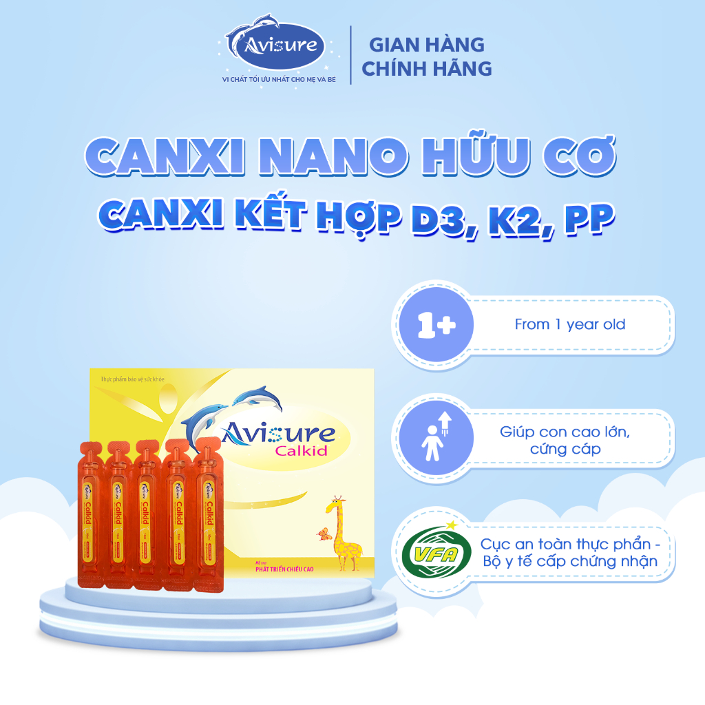 Canxi cho bé tăng chiều cao Avisure Calkid, canxi hữu cơ bổ sung D3 K2 giúp trẻ cao lớn | Shopee ...