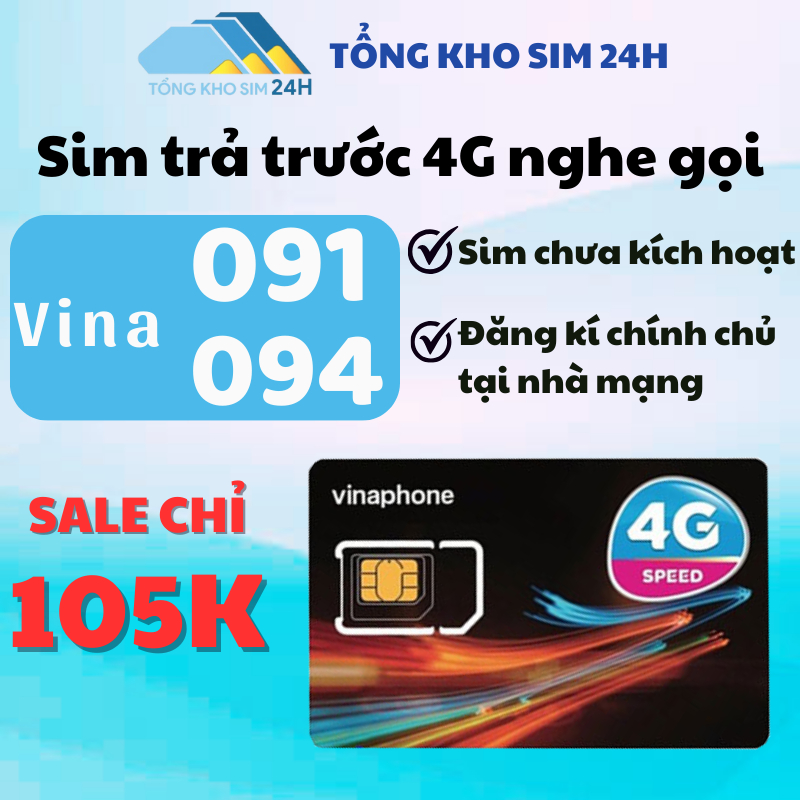 Sim Vinaphone 4G trả trước, nghe gọi, làm việc đầu 091-094 giá chỉ 105k [ĐKCC + ESIM tại ...