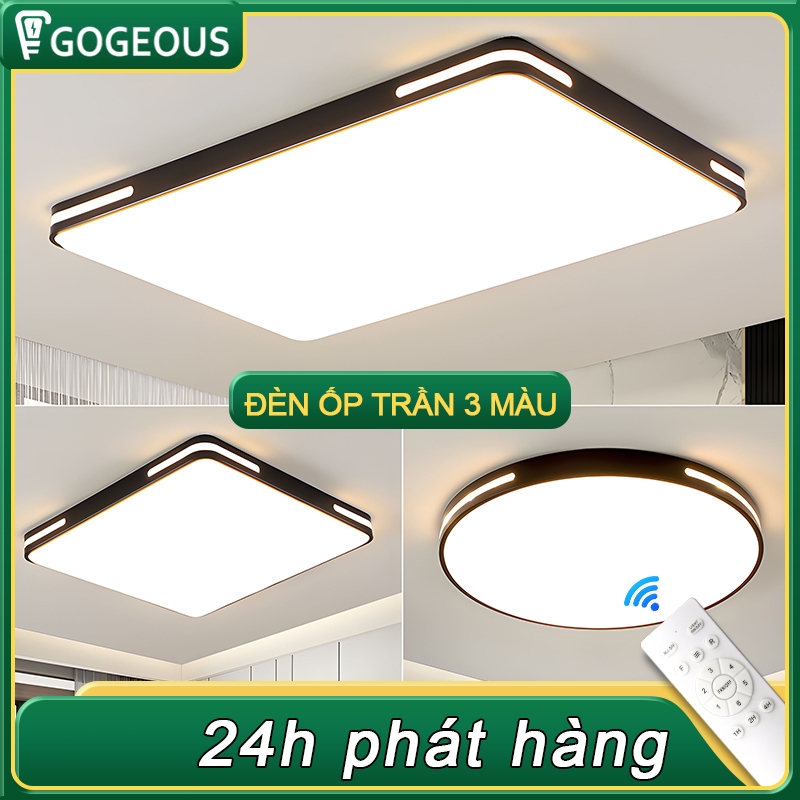 GOGEOUS Đèn trần phòng khách vuông 3 màu LED đèn phòng ngủ Với Remote ...