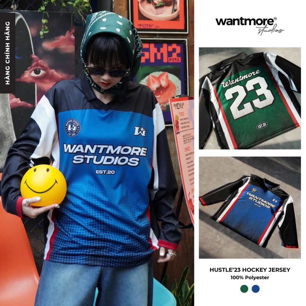 Áo Jersey Dài Tay Form Rộng Nam Nữ Unisex 100% Polyester Cá Tính WANTMORE.STUDIOS - HUSTLE'23 ...