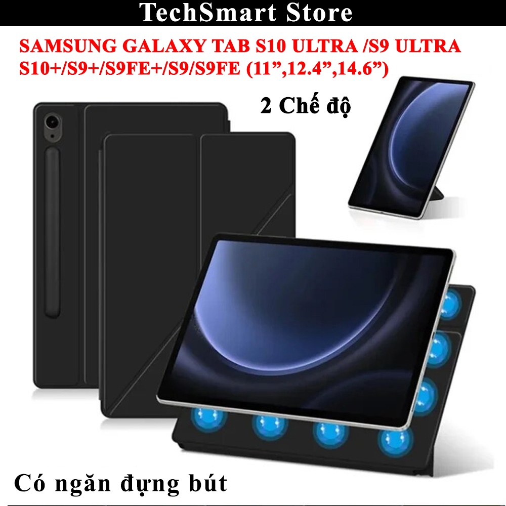 Bao da có ngăn đựng bút 2 chế độ đứng nằm cho Galaxy Tab S9/S9FE/S9+/S9FE+/S10+/S9 Ultra/S10 ...